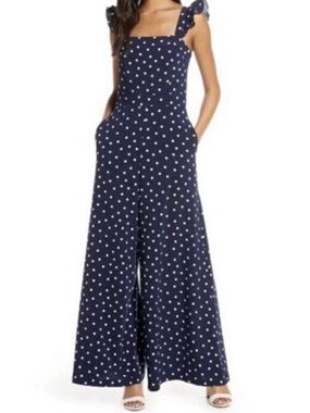 Eliza J | Pants & Jumpsuits | Eliza J Navy And White Polka Dot Wideleg ...